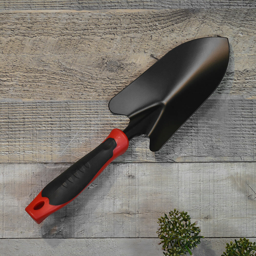 Совок посадочный широкий 34,6x8,5см, металлический, с эргономичной ручкой, для сада