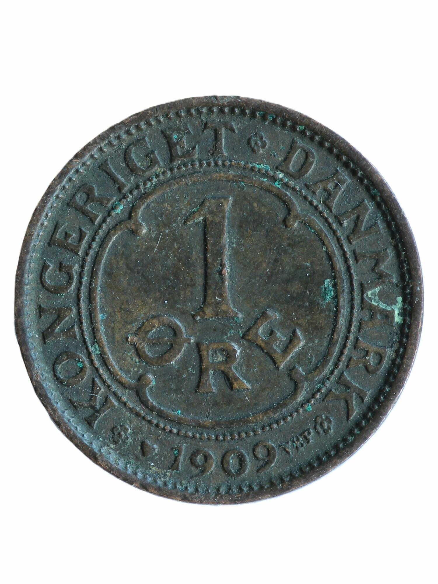 Подлинная монета Дания 1 эре 1909 год Фредерик VIII