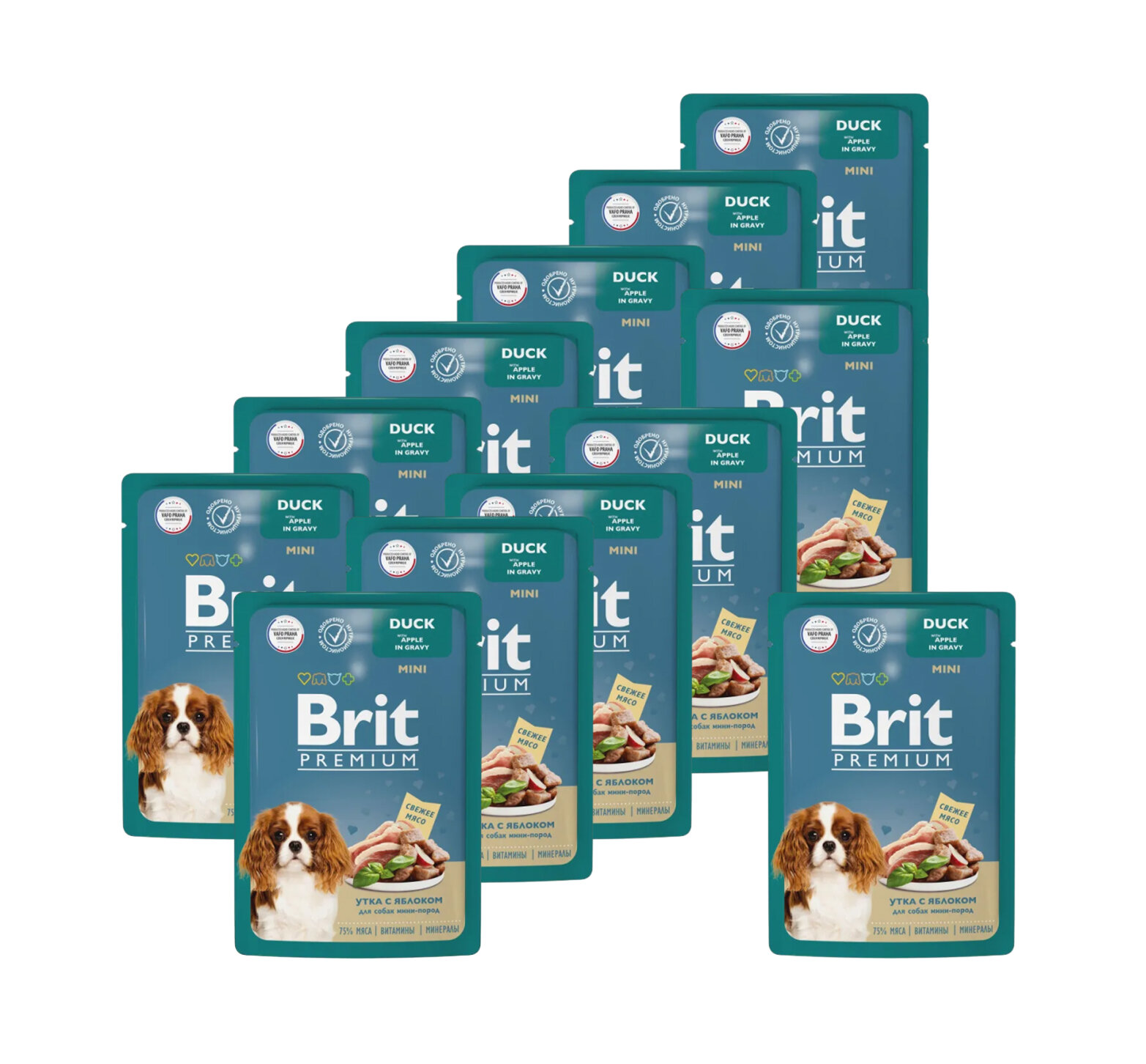 BRIT PREMIUM, Пауч для взрослых собак мини пород, Утка с яблоком в соусе, 85г x 12 шт.