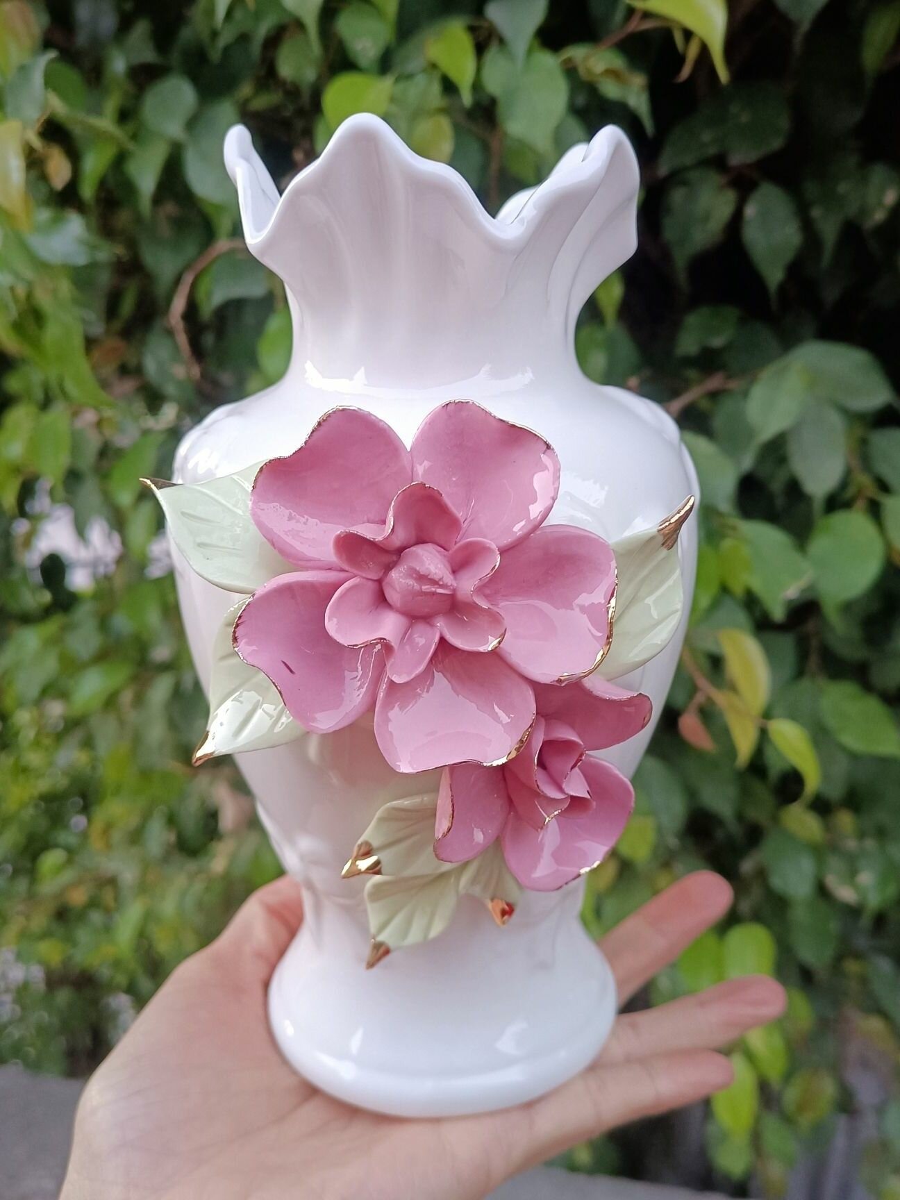Ваза "Цветок гранатового пиона", 19 см , Керамика, 1 шт