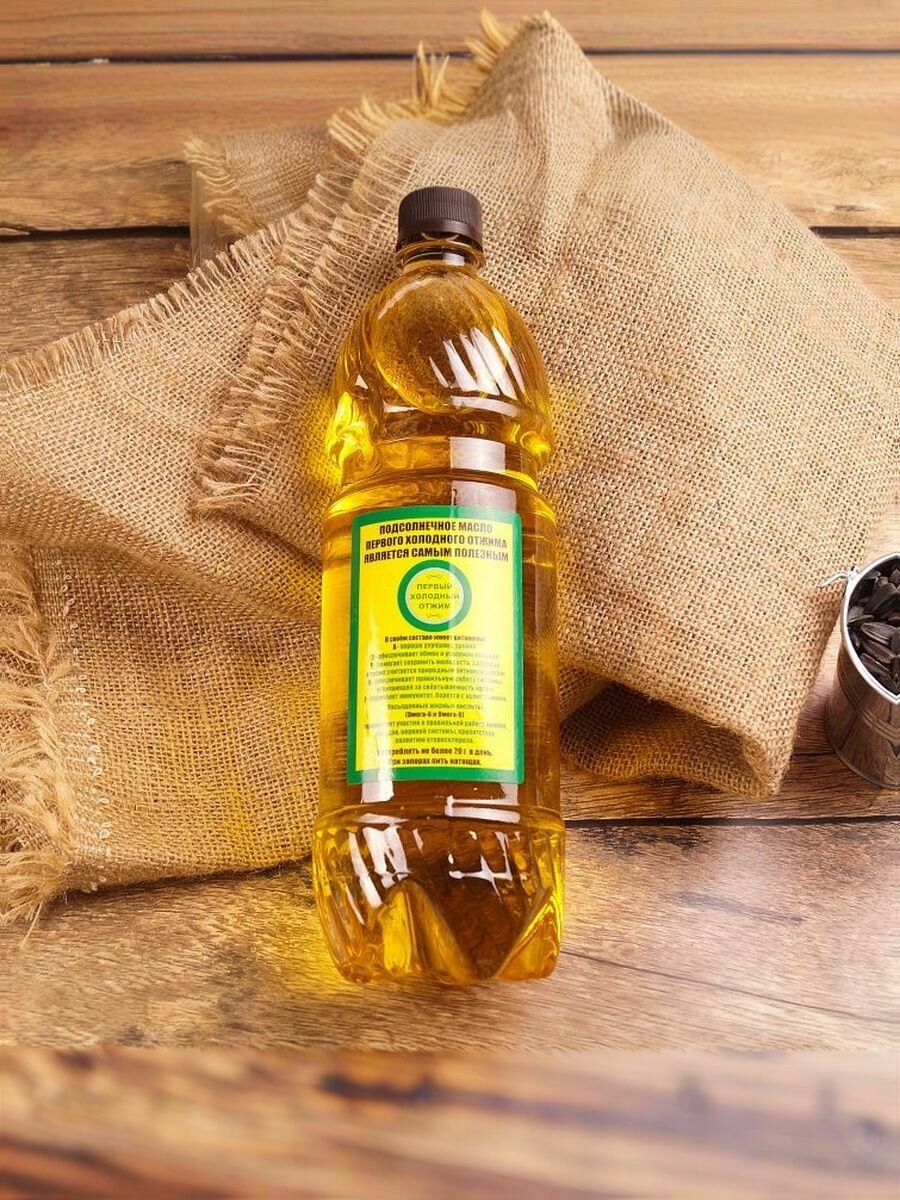Масло подсолнечное первого отжима нерафинированное из кубанских семечек, 1 литр