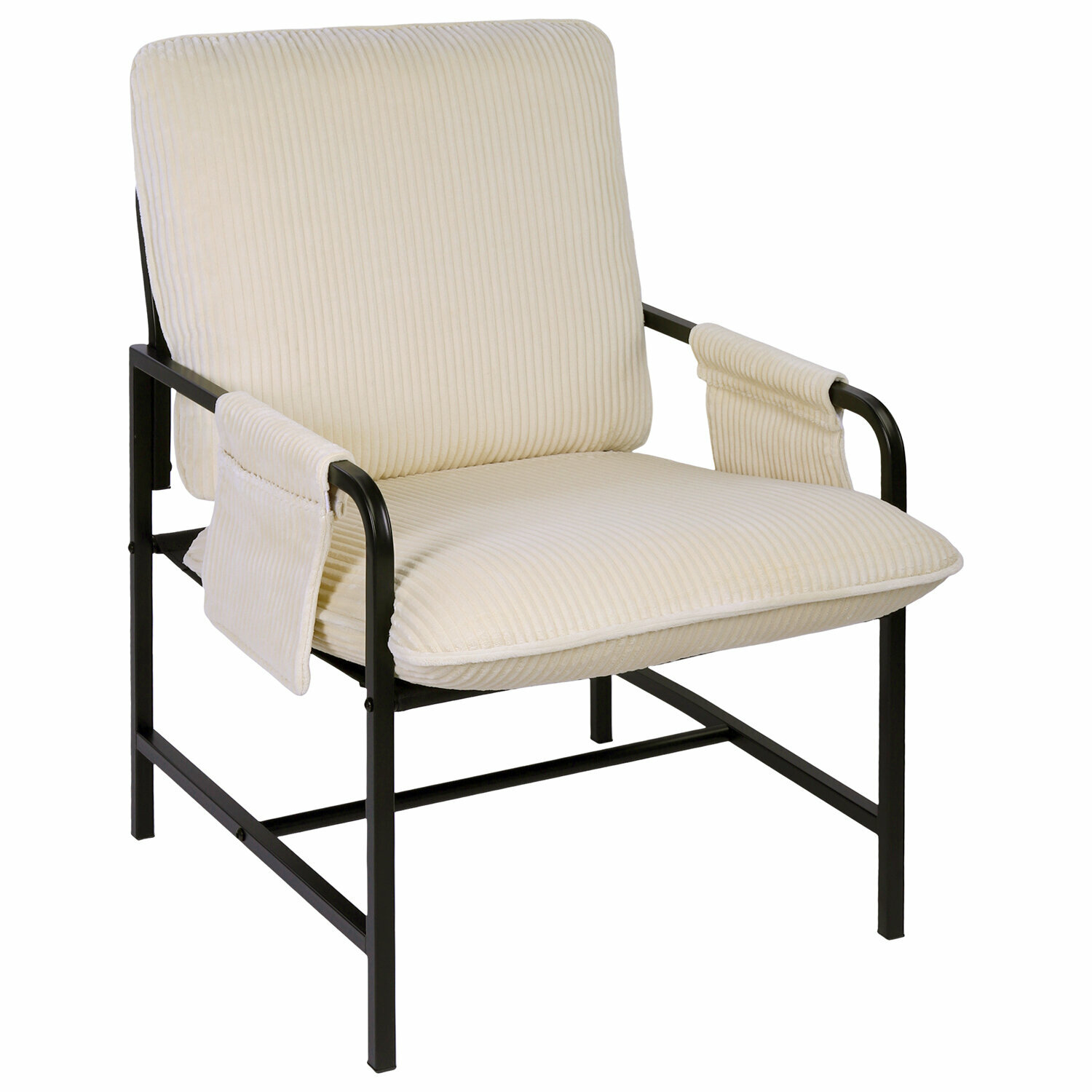 Кресло Brabix Gentle LC-300, лофт, пружинный блок, ткань велсофт, плюш, молочное 533144