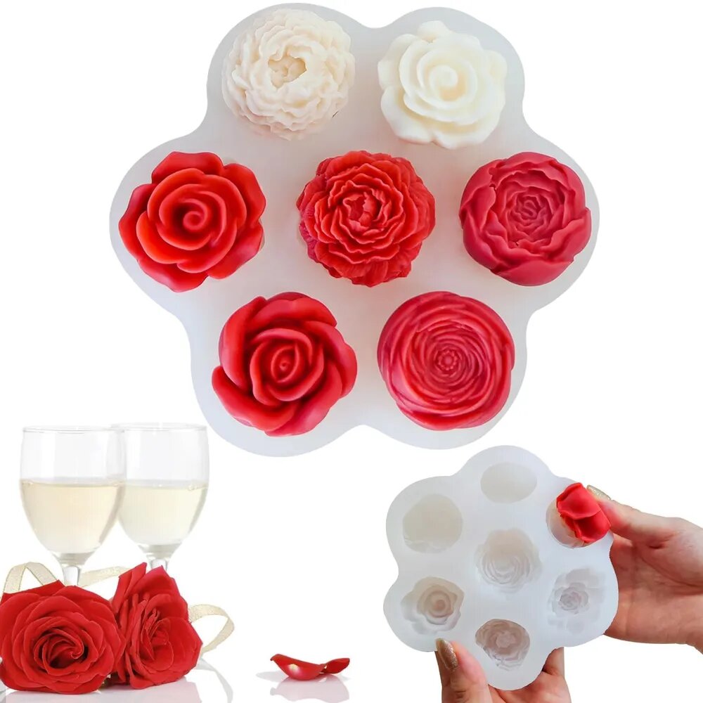 Формы для свечей в форме цветов 7 в 1 DIY для воска и гипса Молд для свечей мыла ручной работы