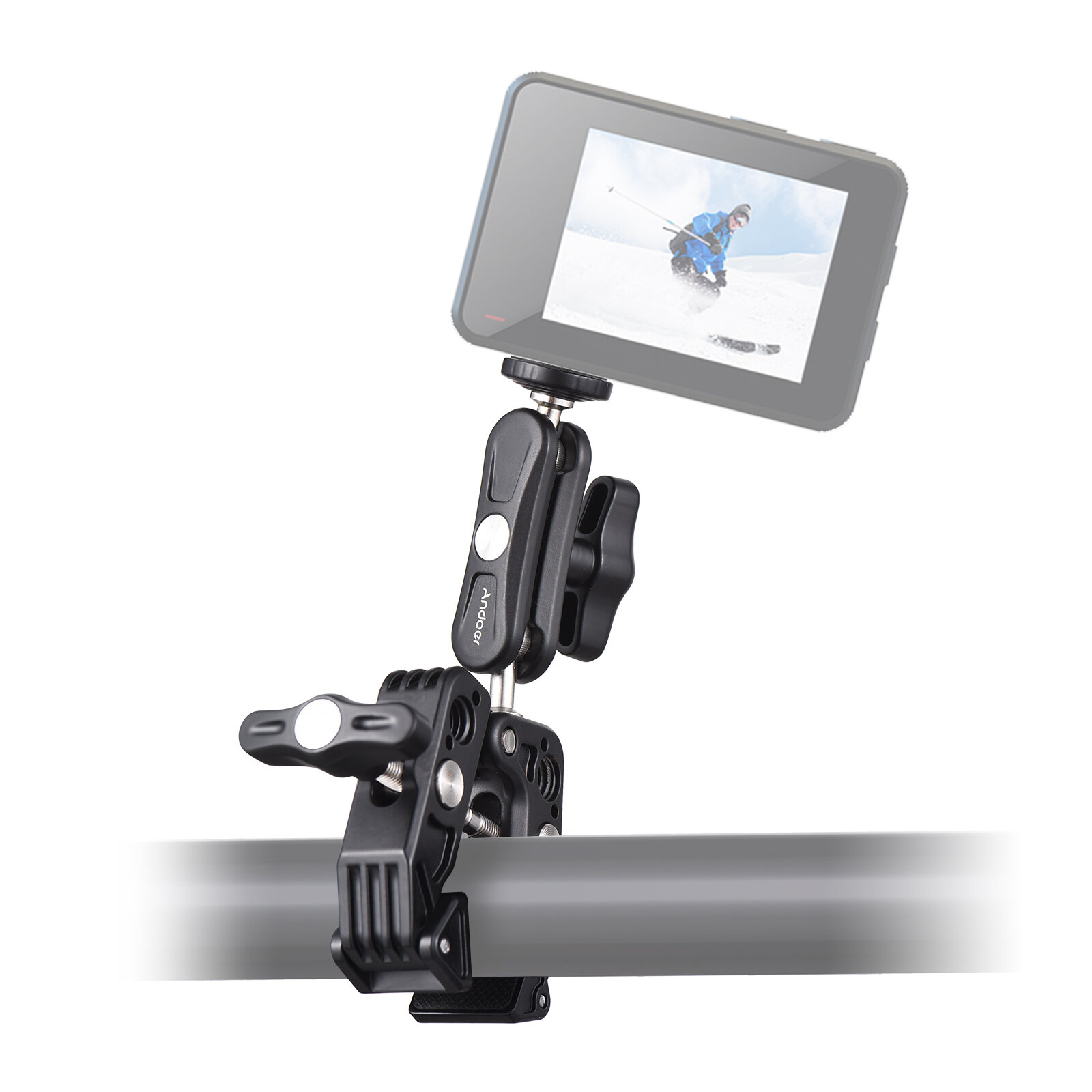 Крепление для камеры Andoer Super Clamp Mount, гибкое крепление для монитора с двойной вращающейся на 360° шаровой головкой, резьба 1/4 дюйма и 3/8 дюйма, сменное крепление для камер GoPro Hero 11/10/9/8 DSLR, смартфона