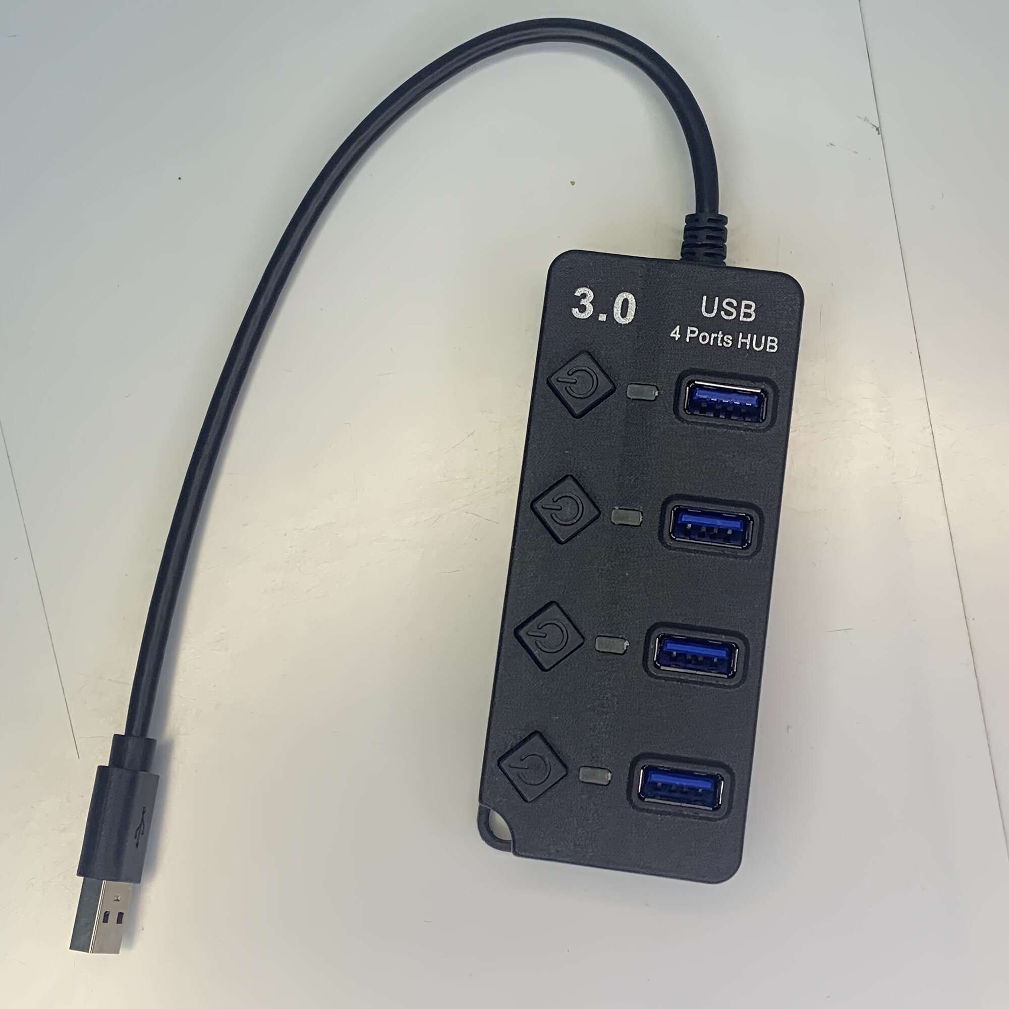USB 3.0 хаб на 4 порта, 11.81-дюймовый удлинительный кабель, кнопка включения/выключения с LED-индикатором, портативный сплиттер для ноутбука, ПК, флешек, мыши и клавиатуры