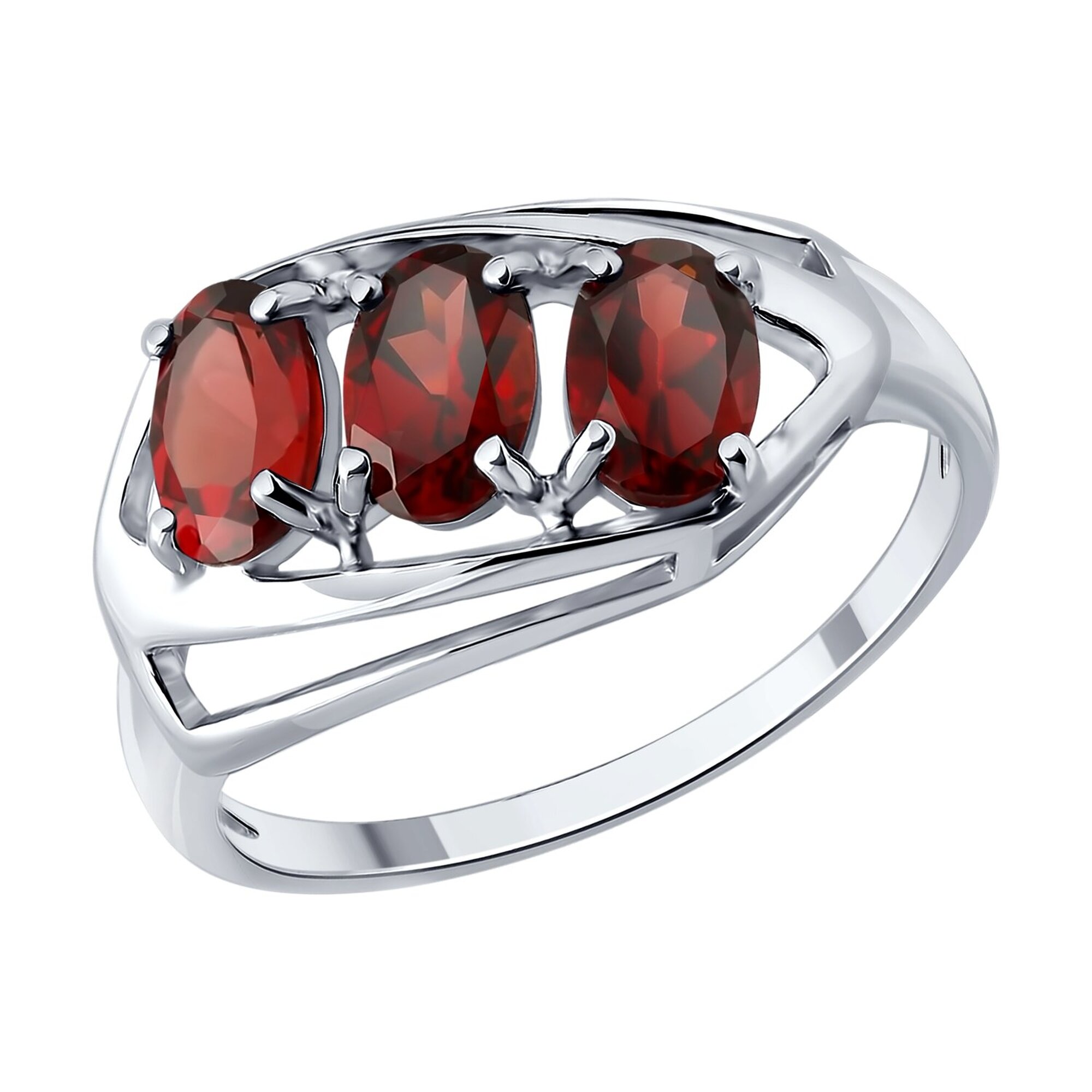 Кольцо Diamant online, серебро, 925 проба, родирование, гранат