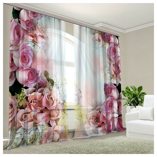 Тюль в гостиную в спальню в детскую Вдохновение цветы весна лето 145*270 (2) (МарТекс)