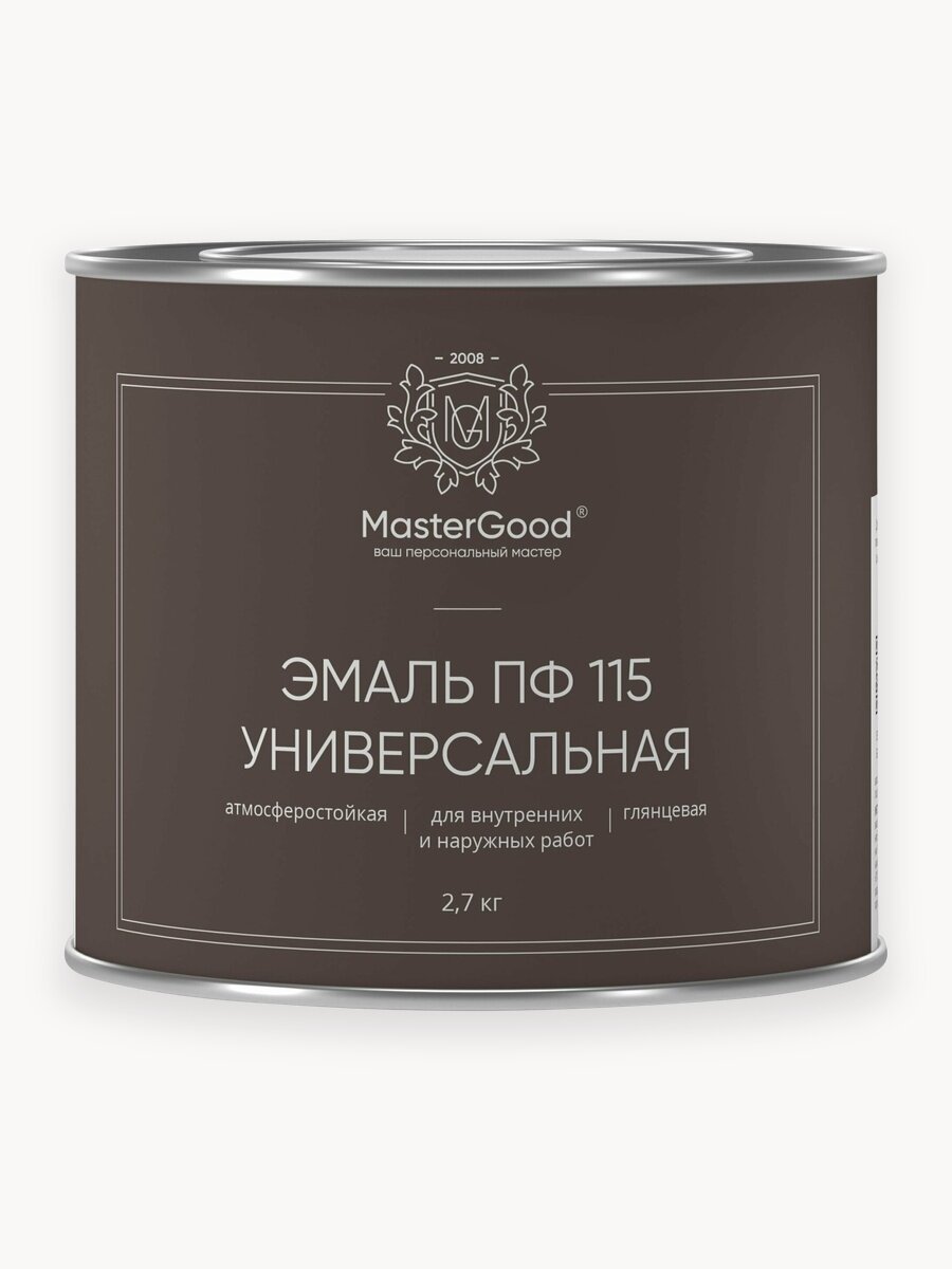 MasterGood Эмаль универсальная ПФ-115 бежевая (2,7 кг) / Краска для дерева, окон, труб, ворот, оград