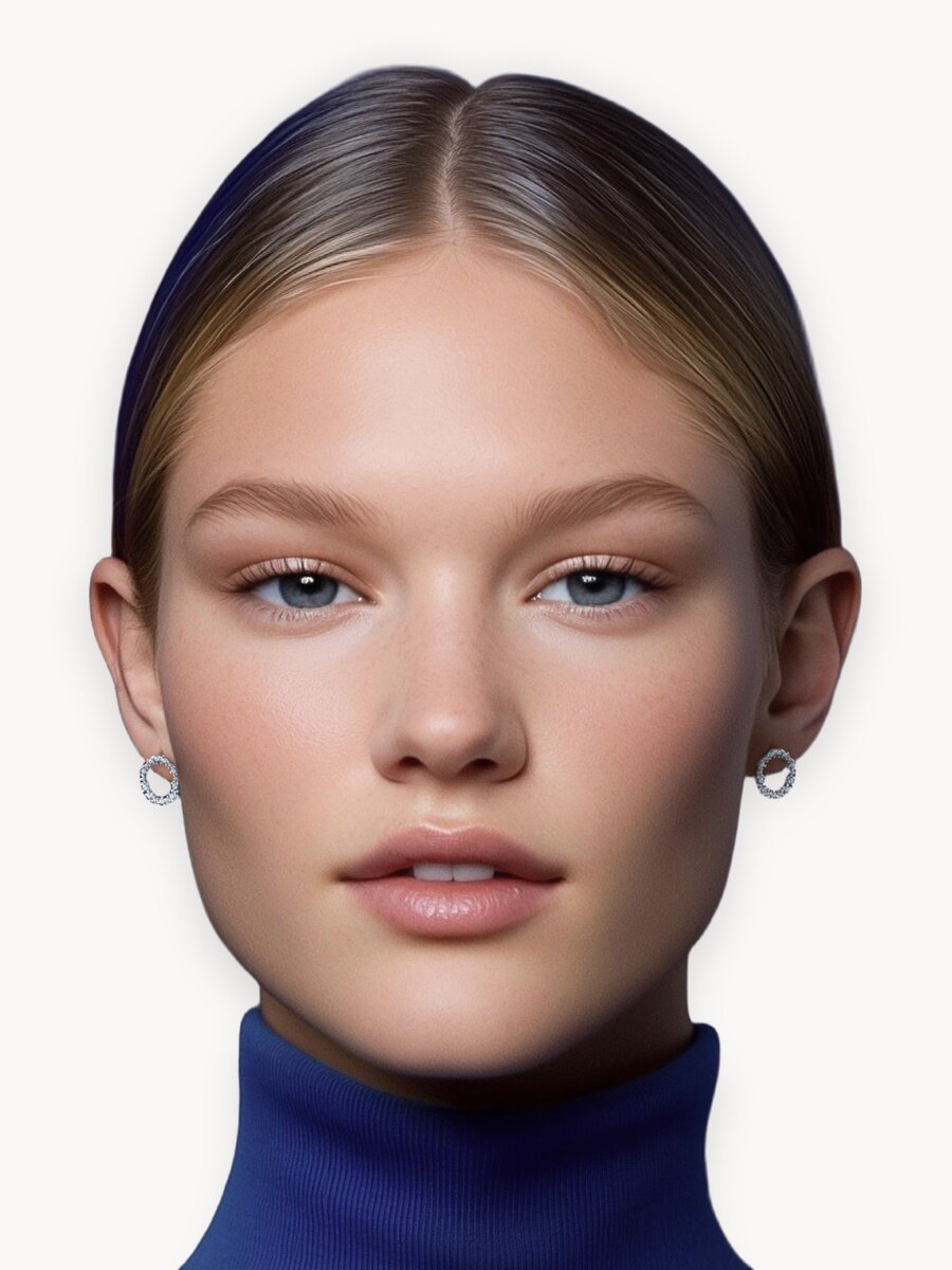 Серьги пусеты, серебро, 925 проба, фианит