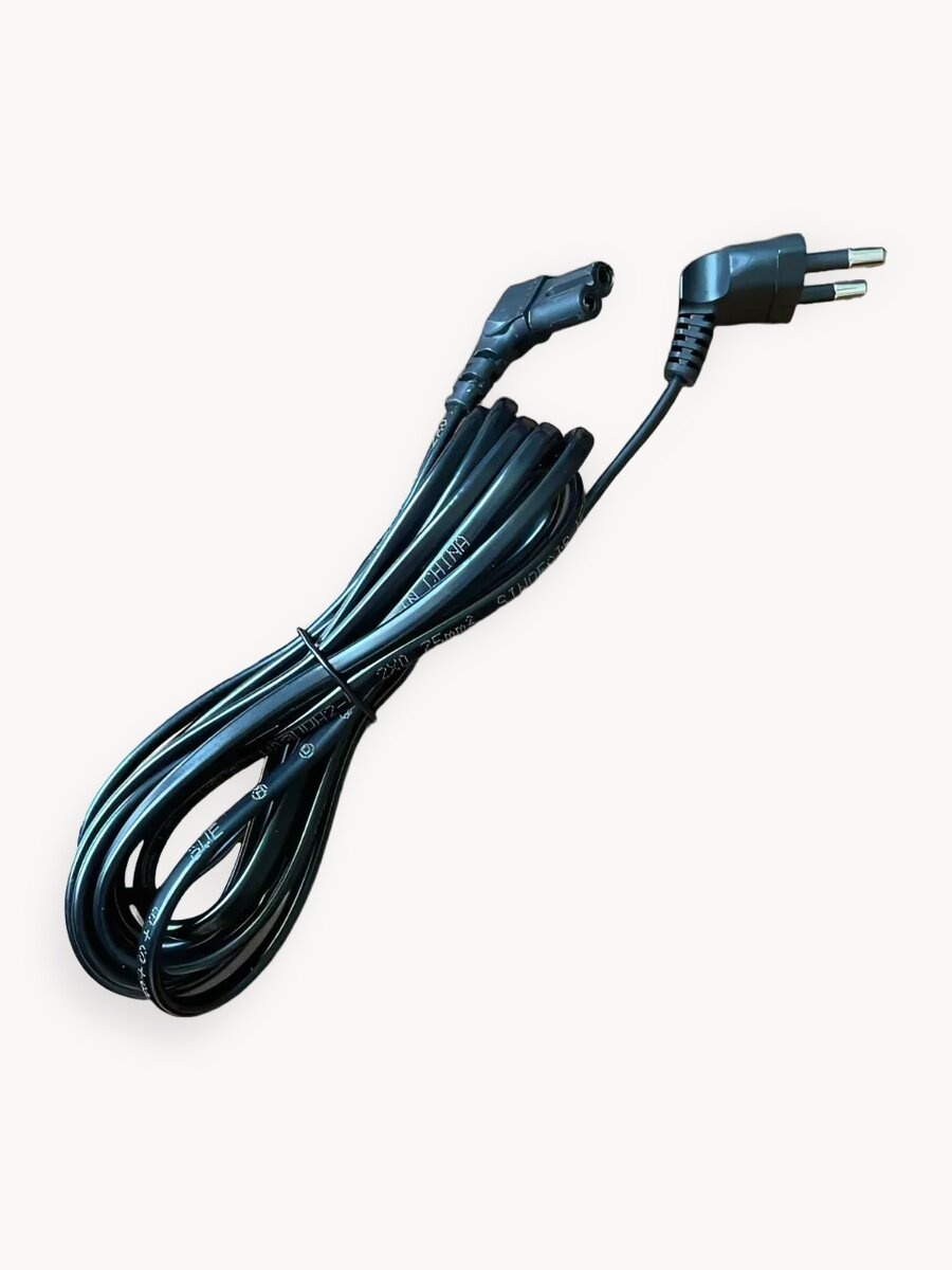 Кабель питания сетевой восьмерка 2*0.75мм угловые разъемы 3 метра