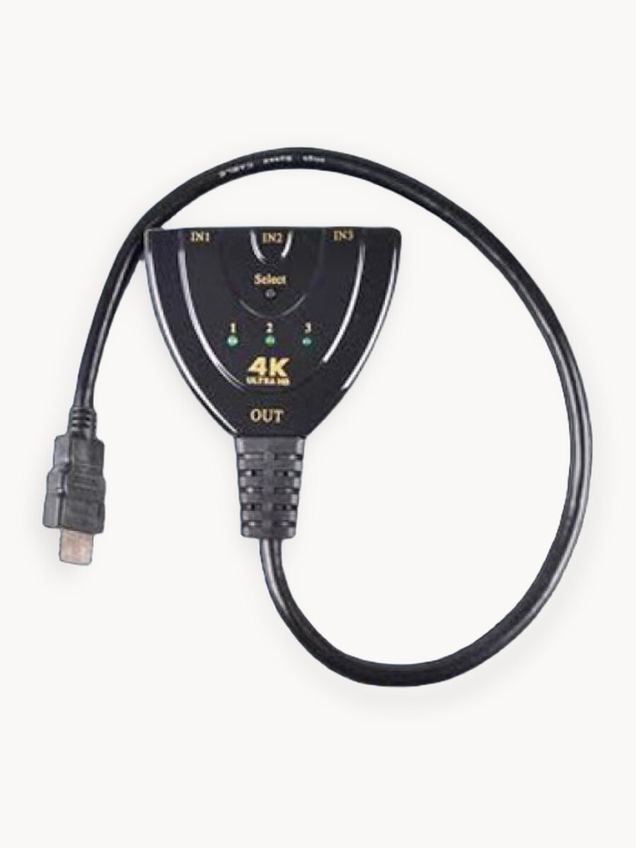 Универсальный HDMI переключатель / Тройной разветвитель c кабелем 4K HDMI Full HD