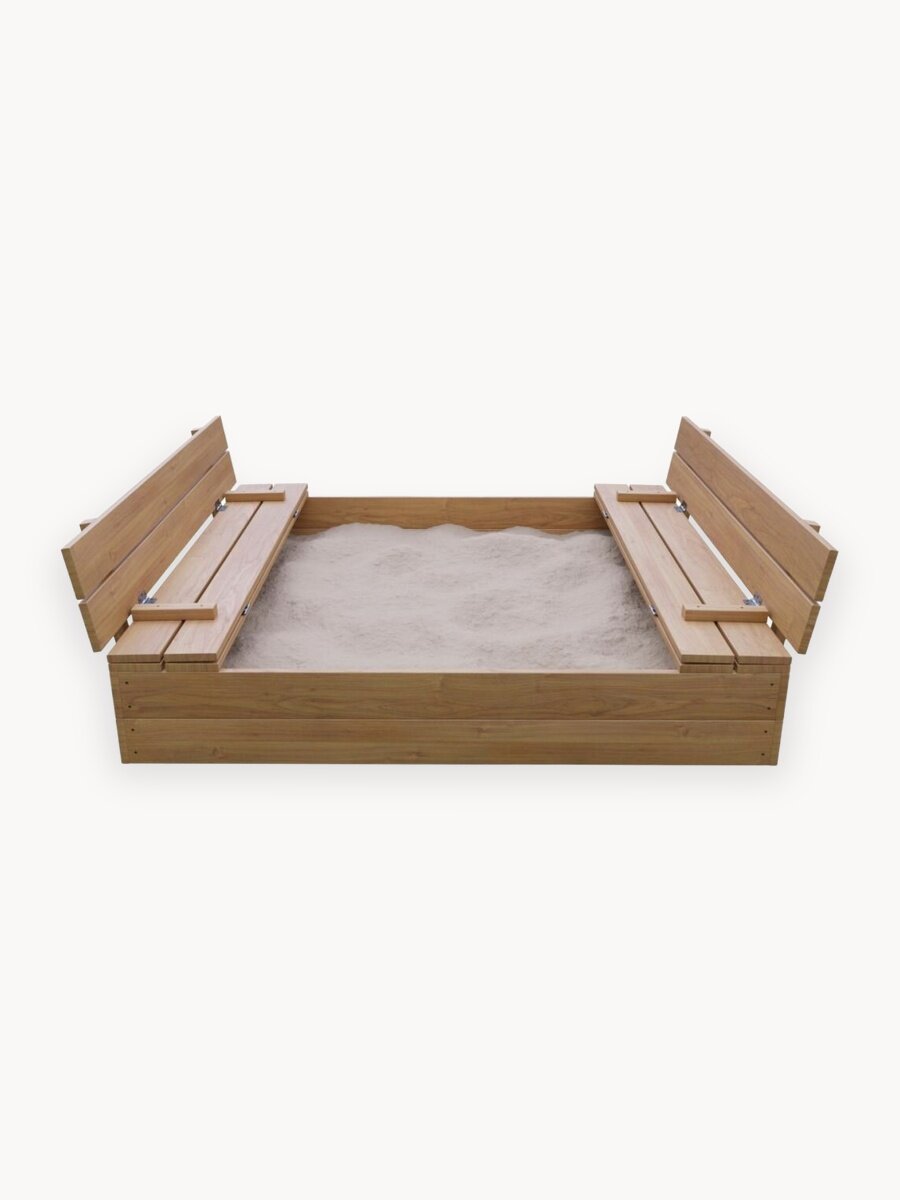 Песочница с крышкой-лавочкой 120х120, без окрашивания из массива