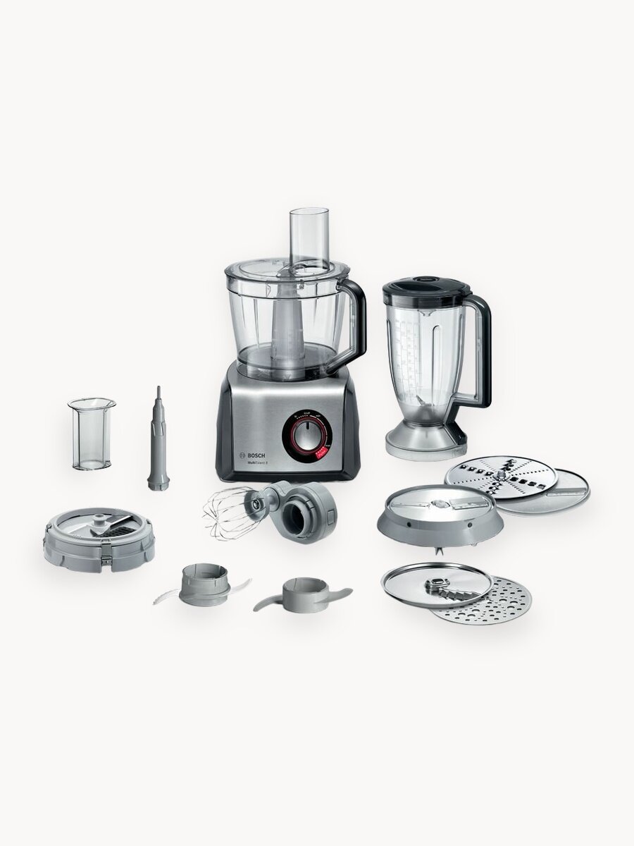 Комбайн кухонный Bosch MC812M865, 1250Вт, 12 насадок, черный/серебристый