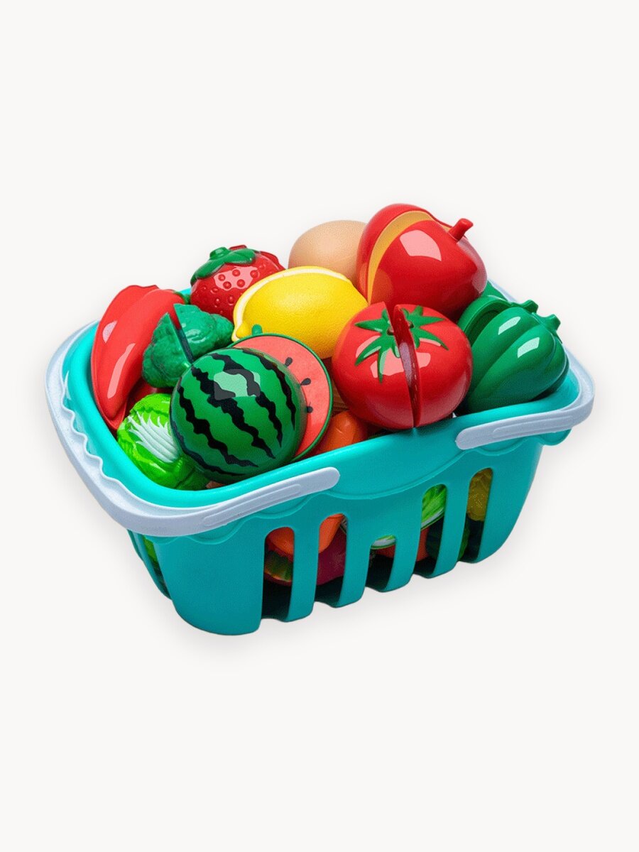 Игрушечные продукты TrendToys фрукты и овощи на липучках, игрушечная посуда для детей, 91 предмет