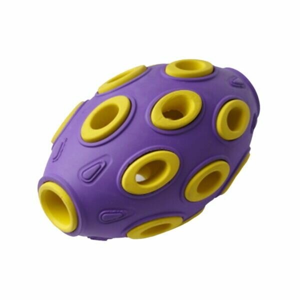 HOMEPET Игрушка для собак мяч регби фиолетово-желтый, SILVER SERIES, каучук, размер 7,6 см х 12 см
