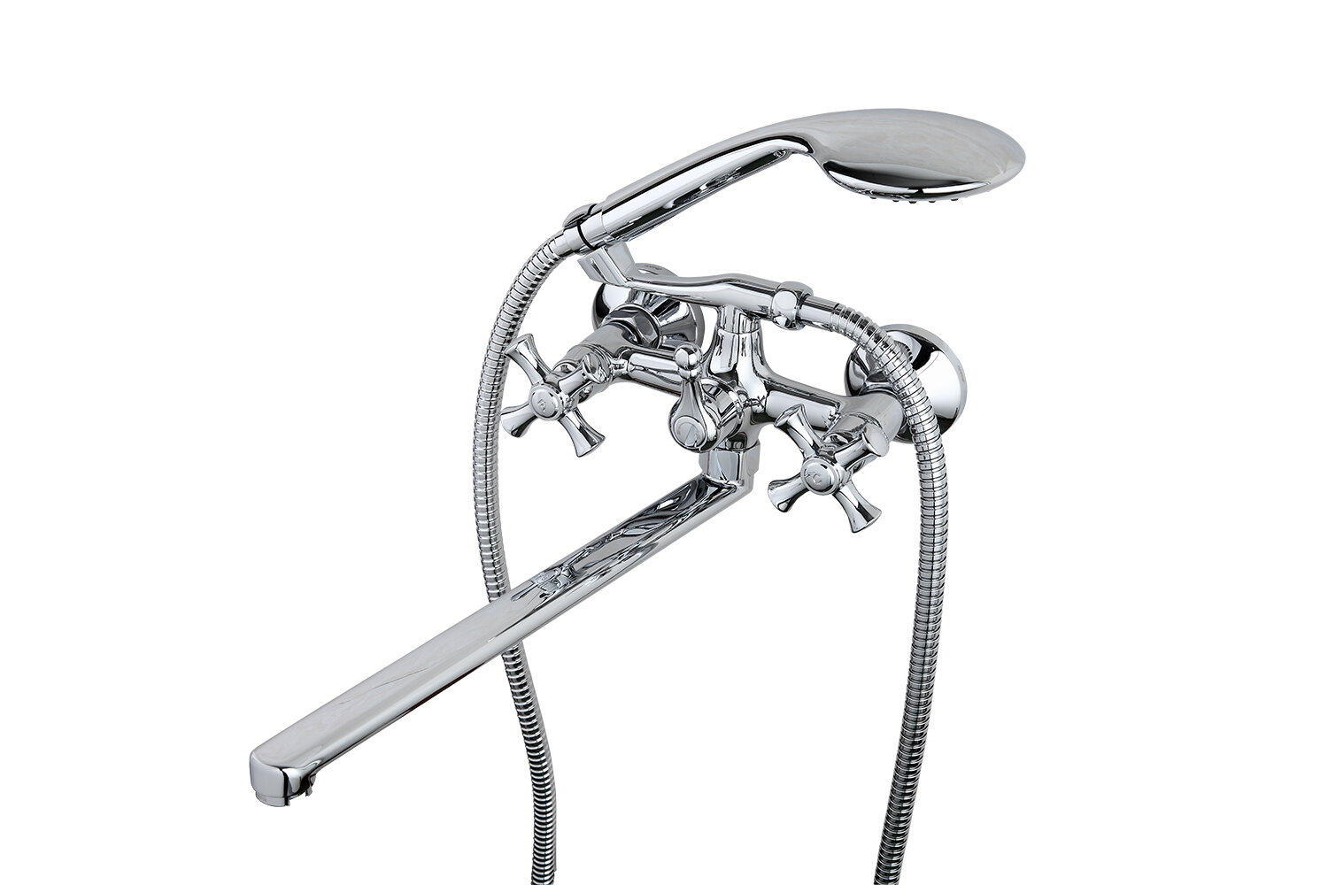 Cмеситель для ванны и раковины крест плоский гусак Gappo G 2242