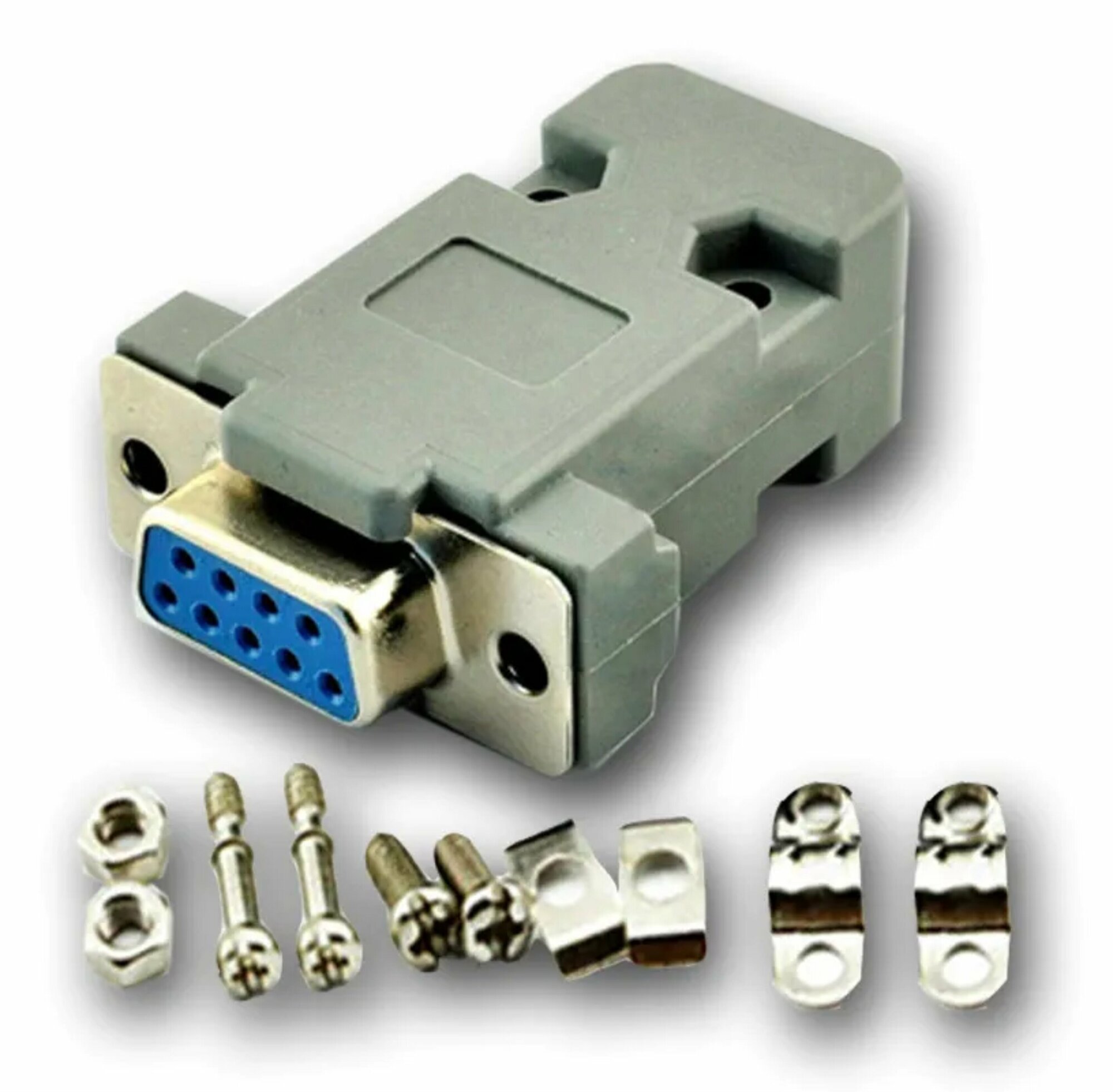 Разъем DB9F RS232 D Sub 9 пайка на кабель с корпусом, 10 шт