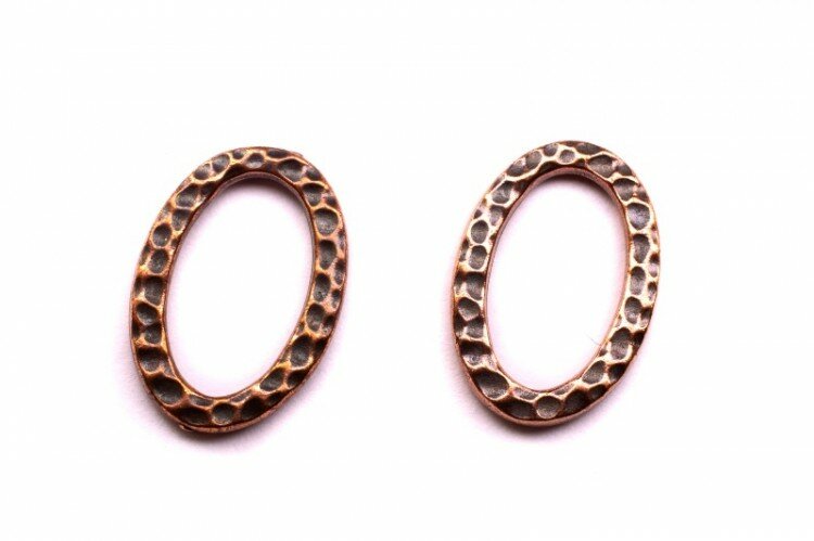 Коннектор-соединитель овальный (кольцо) TierraCast Hammertone 18х12,5х2мм, внутренний диаметр 14х8мм, цвет античная медь, 94-3088-18, 1шт