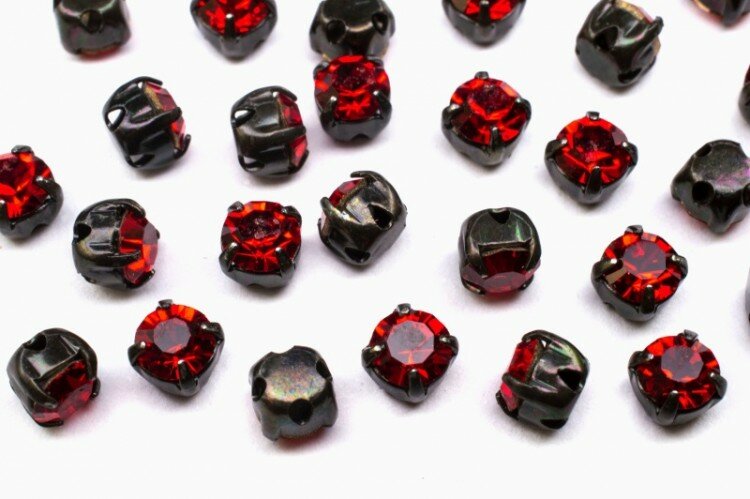 Шатоны Preciosa Maxima 4мм в оправе, цвет light siam DF/bronze, 63-181, 10шт