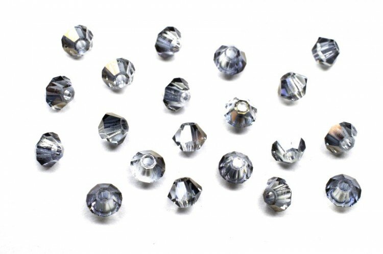 Бусины биконусы хрустальные 3мм, цвет CRYSTAL VALENTINITE, 745-042, 20шт