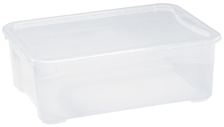 Ящик для хранения Econova / Эконова Кристалл M с крышкой, из полипропилена, прозрачный, 555х390х190мм, 31л / органайзер для вещей