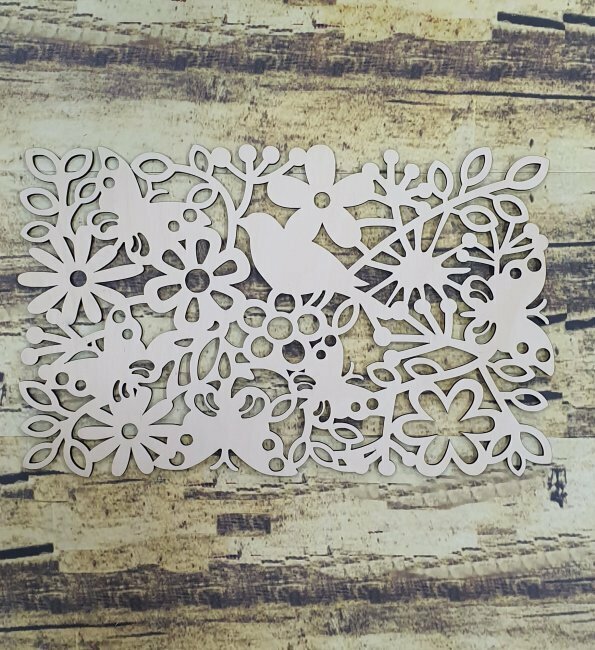 Деревянные заготовки / Декупаж, деревянная заготовка для творчества Добрый мастер "Панно" цветы, бабочка, птичка 25*40см, толщина 6мм(1шт)