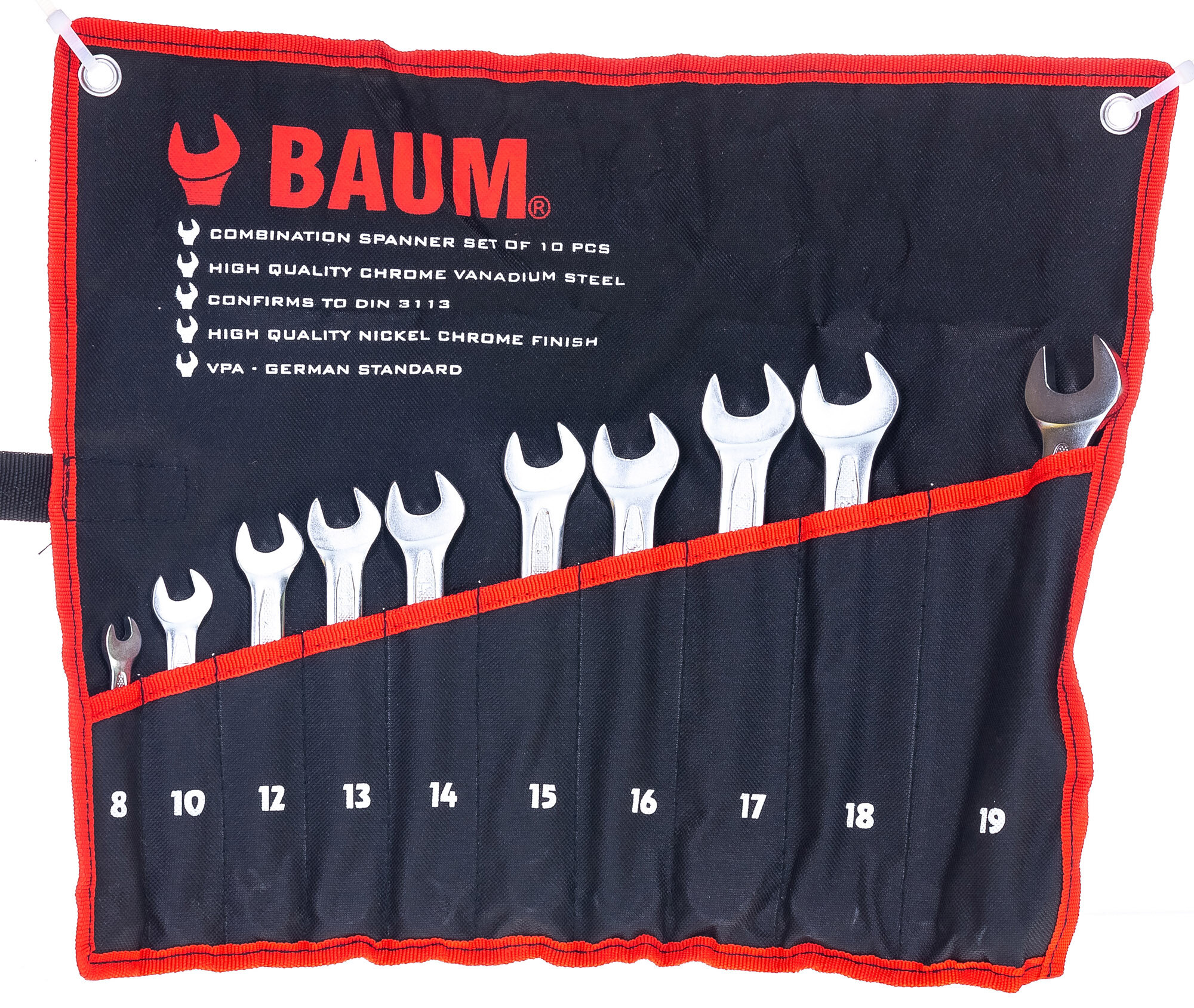 Набор комбинированных ключей BAUM 30-10M, 10 предм, хром