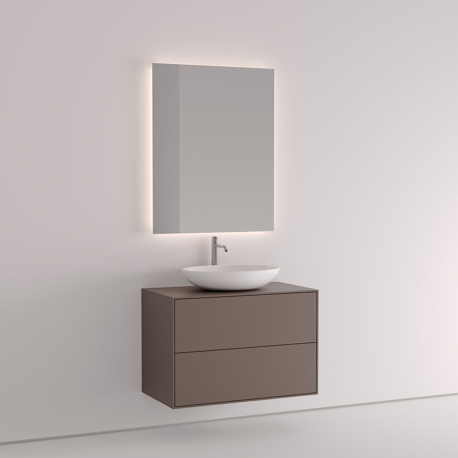 Дизайнерская тумба под 2 раковины 130 см. Vivomobili GRIGIO LONDRA