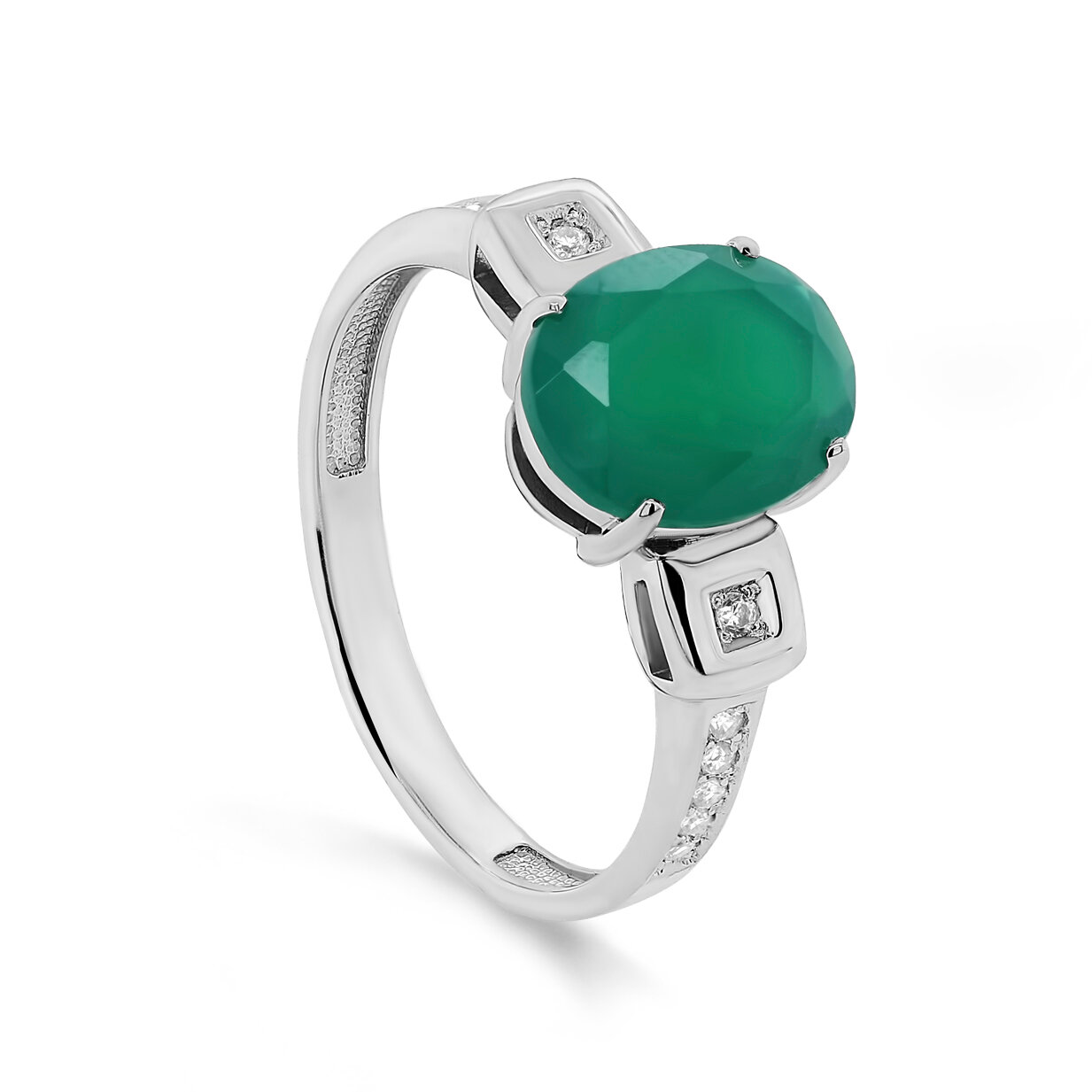 Кольцо, серебро, 925 проба, фианит, оникс