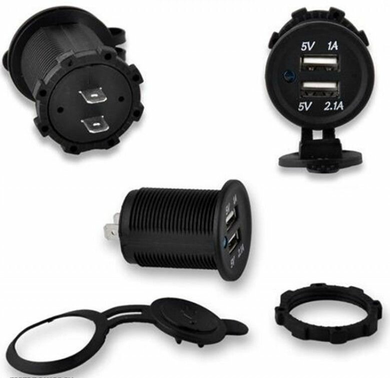 Встраиваемое круглое автомобильное зарядное устройство 12V-24V/ 2USB/ 3,1A
