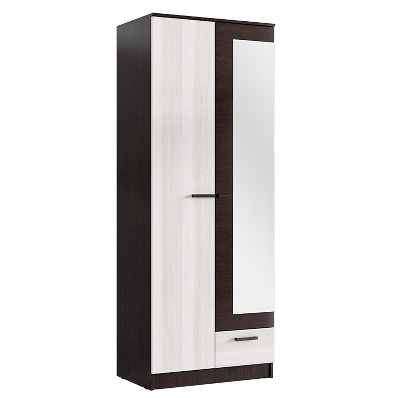 Шкаф ЭРА Адель 0,8 с зеркалом и штангой для вешалок, венге/лоредо