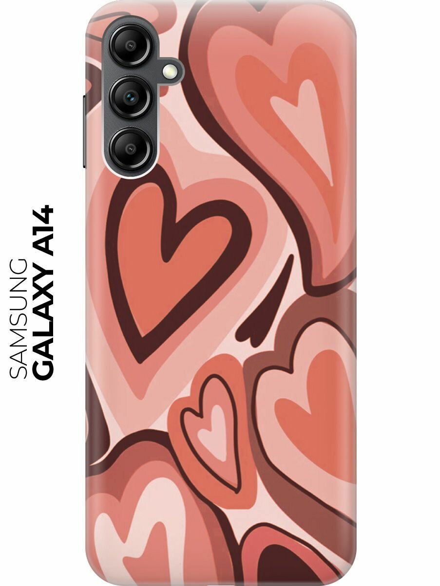 Силиконовый чехол Нарисованные сердечки на Samsung Galaxy A14 / Самсунг А14