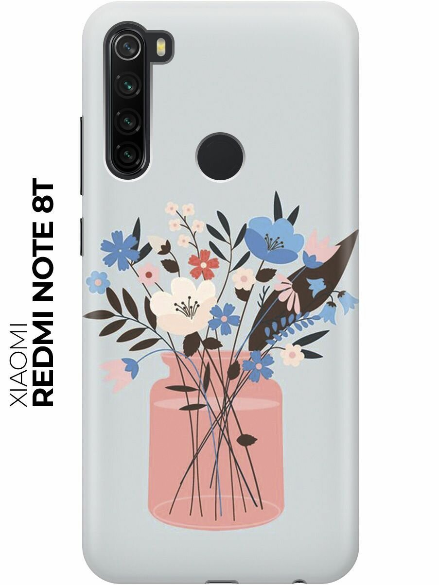 Силиконовый чехол Букет на голубом на Xiaomi Redmi Note 8T / Сяоми Редми Ноут 8Т