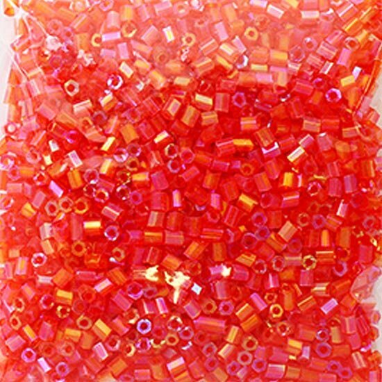 Бисер рубка ASR-1165 красный прозрачный радужный (11/0) 2.1 мм 20 г, цена за 1 уп.