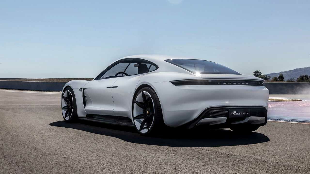 Картина на холсте 60x110 LinxOne "Porsche Taycan Electric" интерьерная для дома / на стену / на кухню / с подрамником