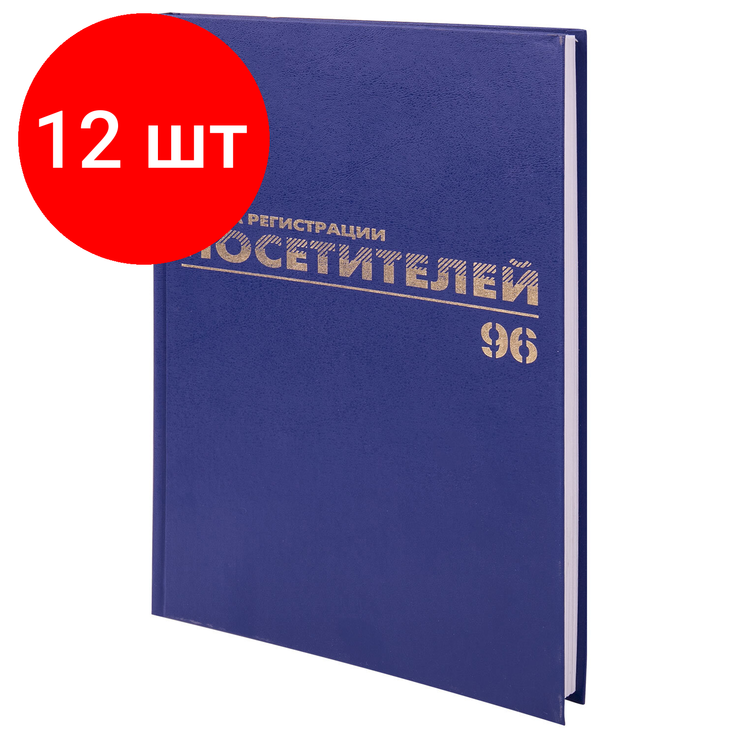 Комплект 12 шт, Журнал регистрации посетителей, 96 л, бумвинил, блок офсет, фольга, А4 (200х290 мм), BRAUBERG, 130151