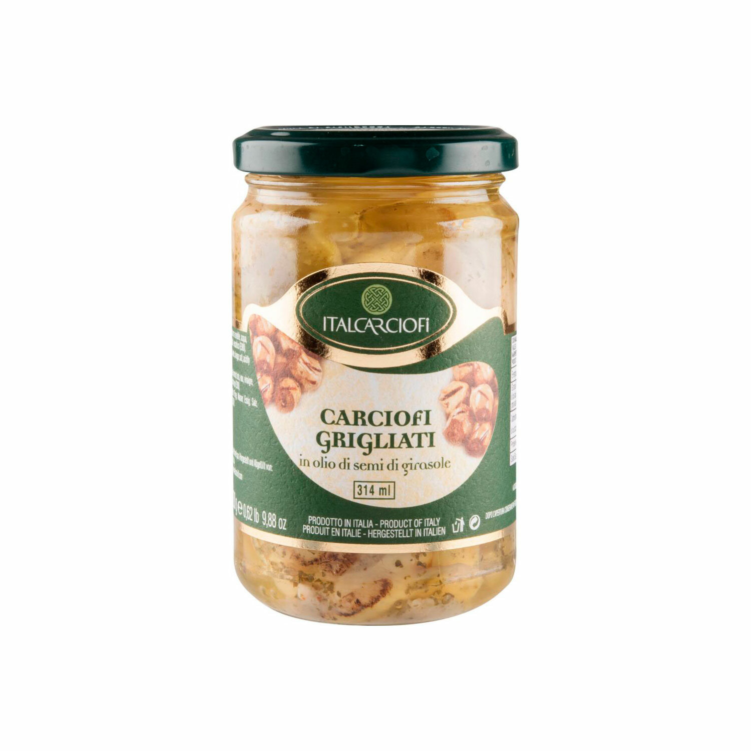 Артишоки на гриле в подсолнечном масле, ITALCARCIOFI, 0,28 кг/0,17 кг/0,314 л (ст/б)