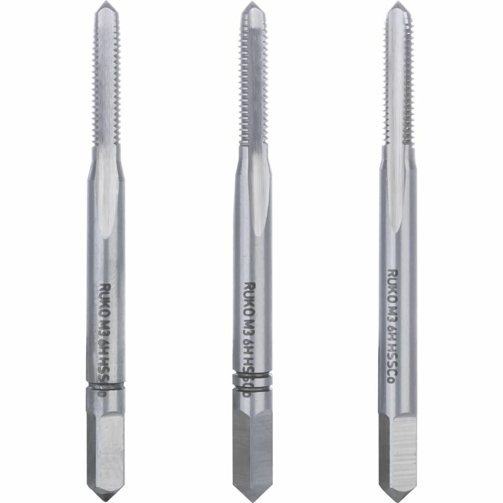 Набор метчиков Ruko из 3-х шт. М 3 Шаг 0.5 мм HSSE-Co5 230030E