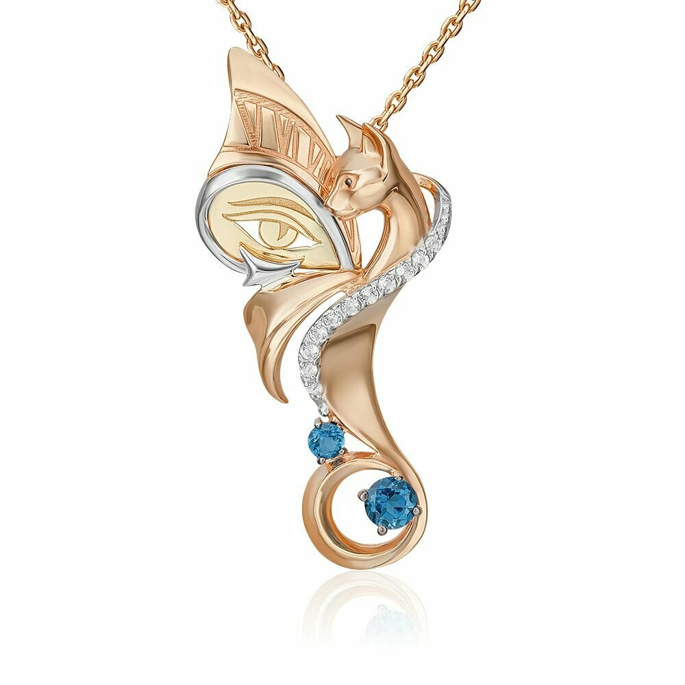 Подвеска, комбинированное золото, 585 проба, топаз