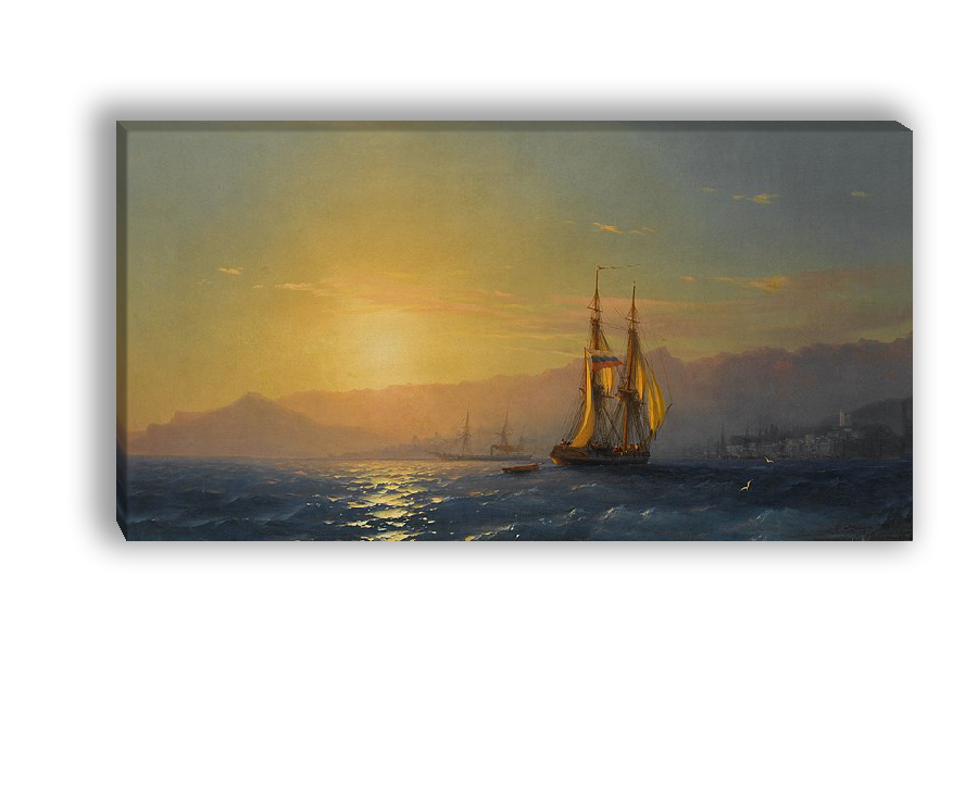 Картина для интерьера "Закат на море", Айвазовский И. К. (95х50 см / на подрамнике)