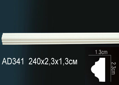 Молдинг настенный 13x23 мм декоративный полиуретановый под покраску Perfect AD 341-1 шт