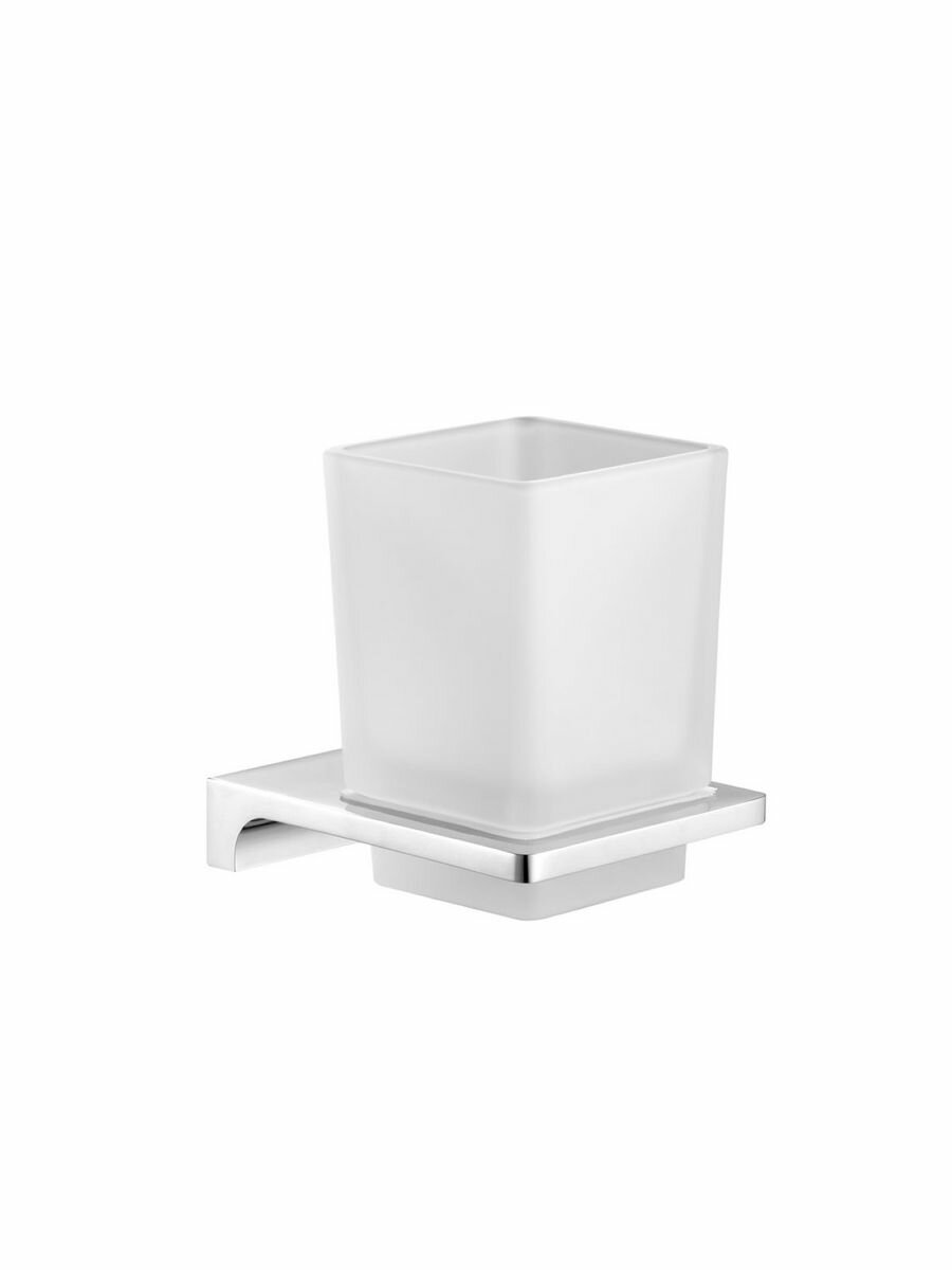 Стакан одинарный стеклянный настенный, цвет хром, RAVSLEZAK, NLA0201