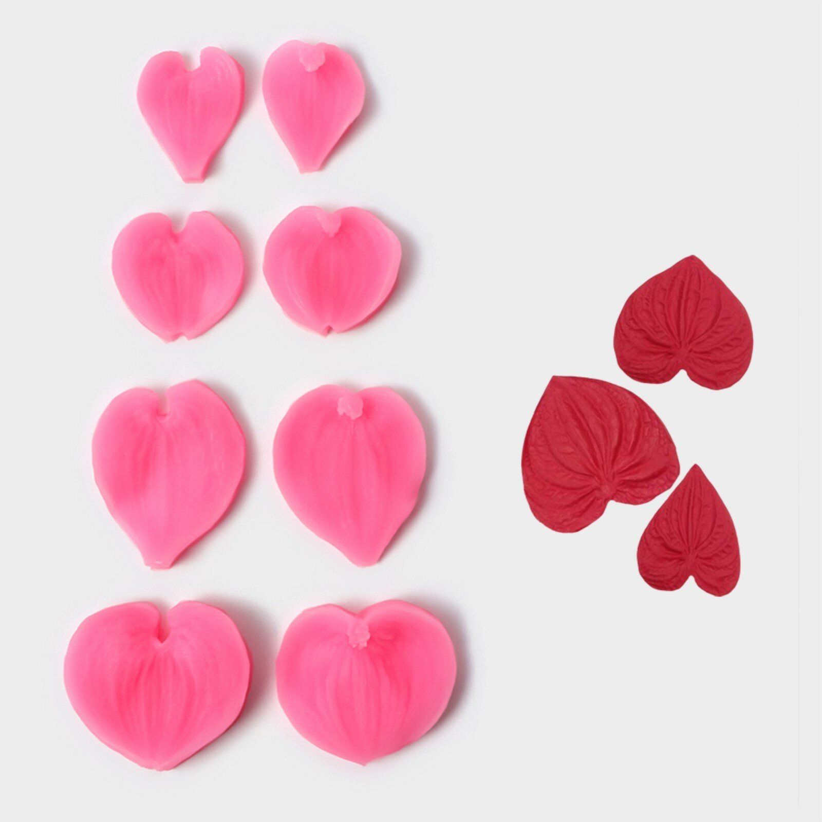 Набор молдов для заливки «Сердца», силикон, 4 пары, розовый