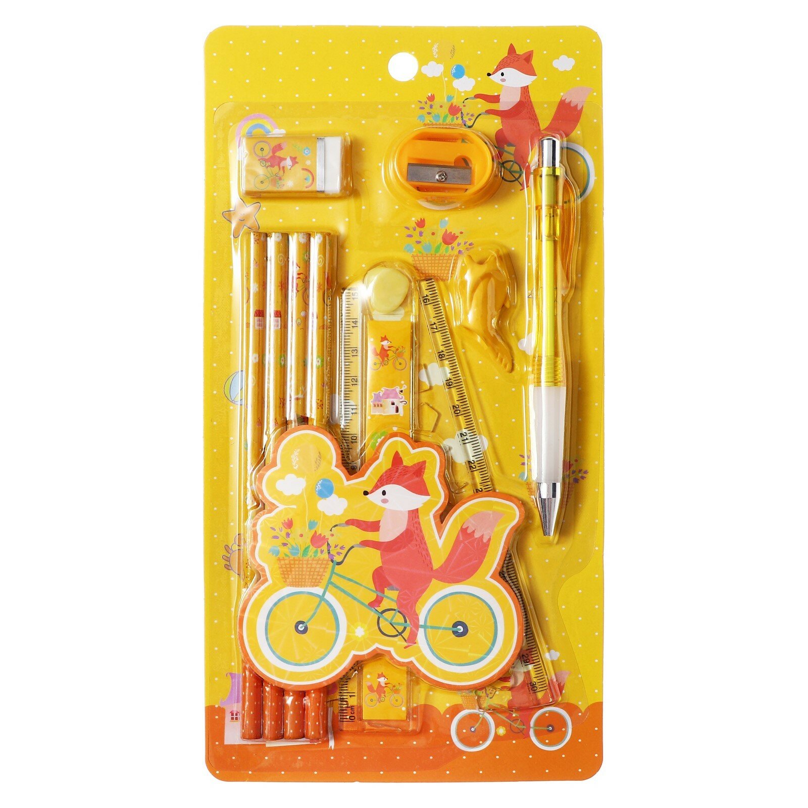 Канцелярский набор Calligrata, 9 предметов, желтый, для школы