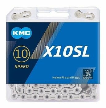 Цепь KMC X10SL для велосипеда 9 скоростей, облегченная, 116 звеньев, комплект с замком, велосипедная