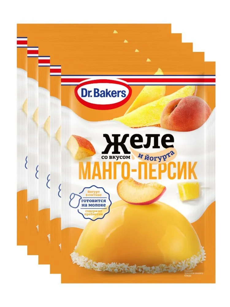 Желе со вкусом манго-персик и йогурта Dr. Oetker 5шт по 33 гр