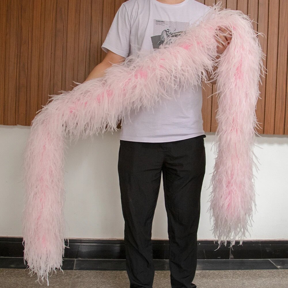 Боа из страусиных перьев 2 метра Розовый, 2 PLY, light pink