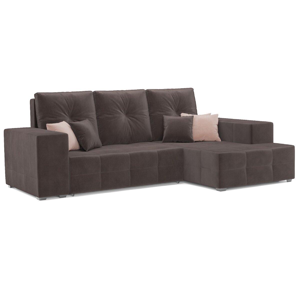 Угловой диван Сток Диванов Авиньон Brown коричневый, механизм еврокнижка