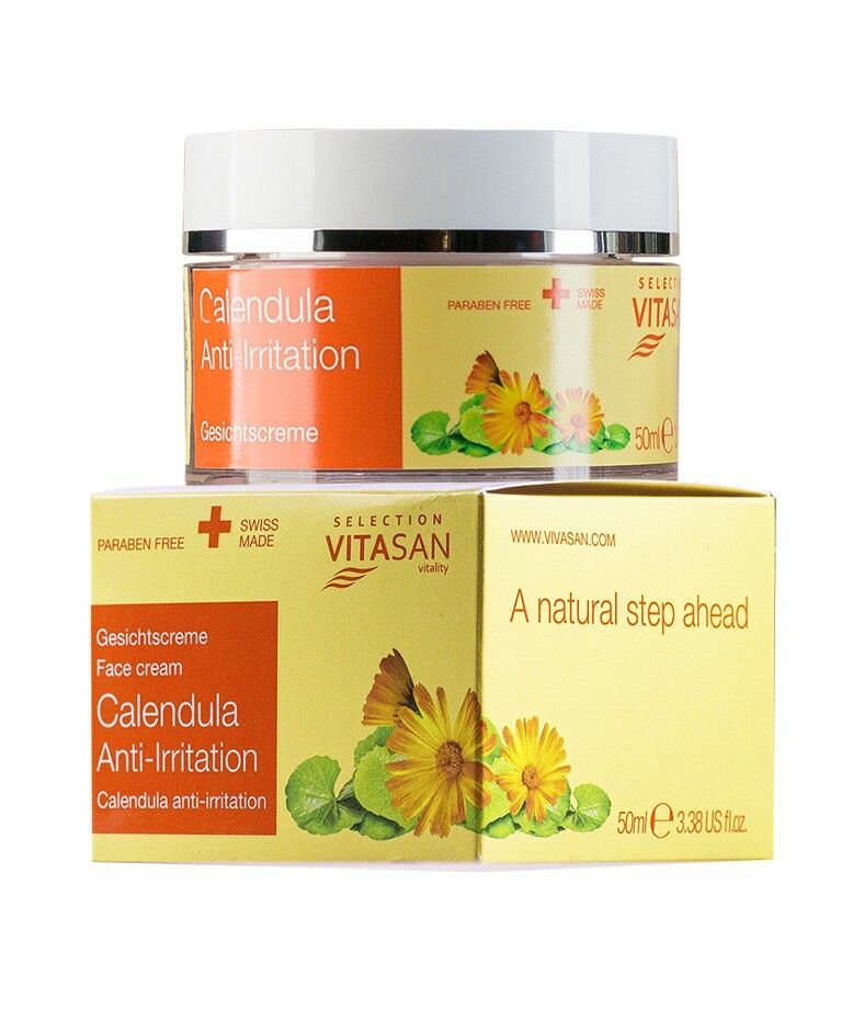 Крем для лица Календула, Вивасан, 50 мл. Против раздражения кожи мгновенно успокаивает, увлажняет кожу