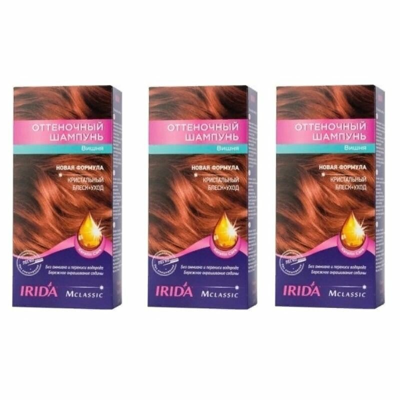 IRIDA Оттеночный шампунь для волос M Classic, Вишня, 75 мл, 3 уп